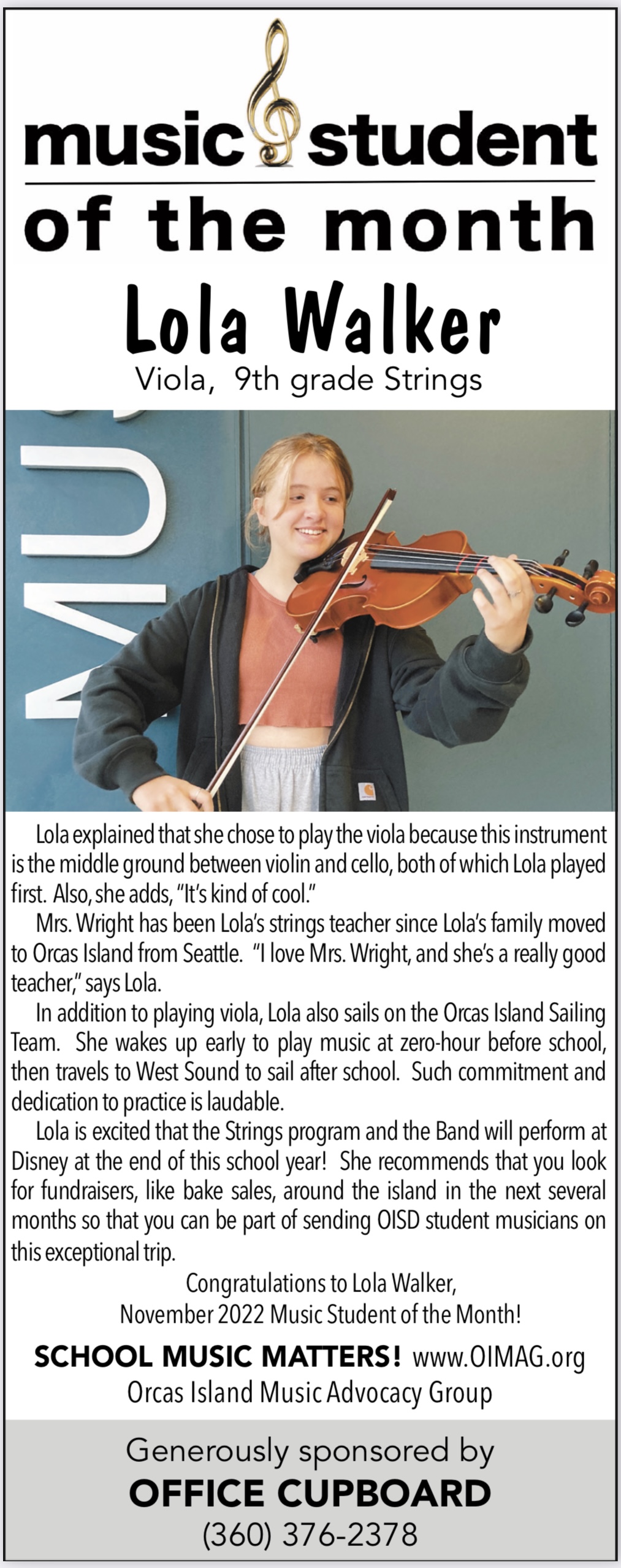 November 2022 Music Student of the Month – Lola Walker – Music Advocacy ...