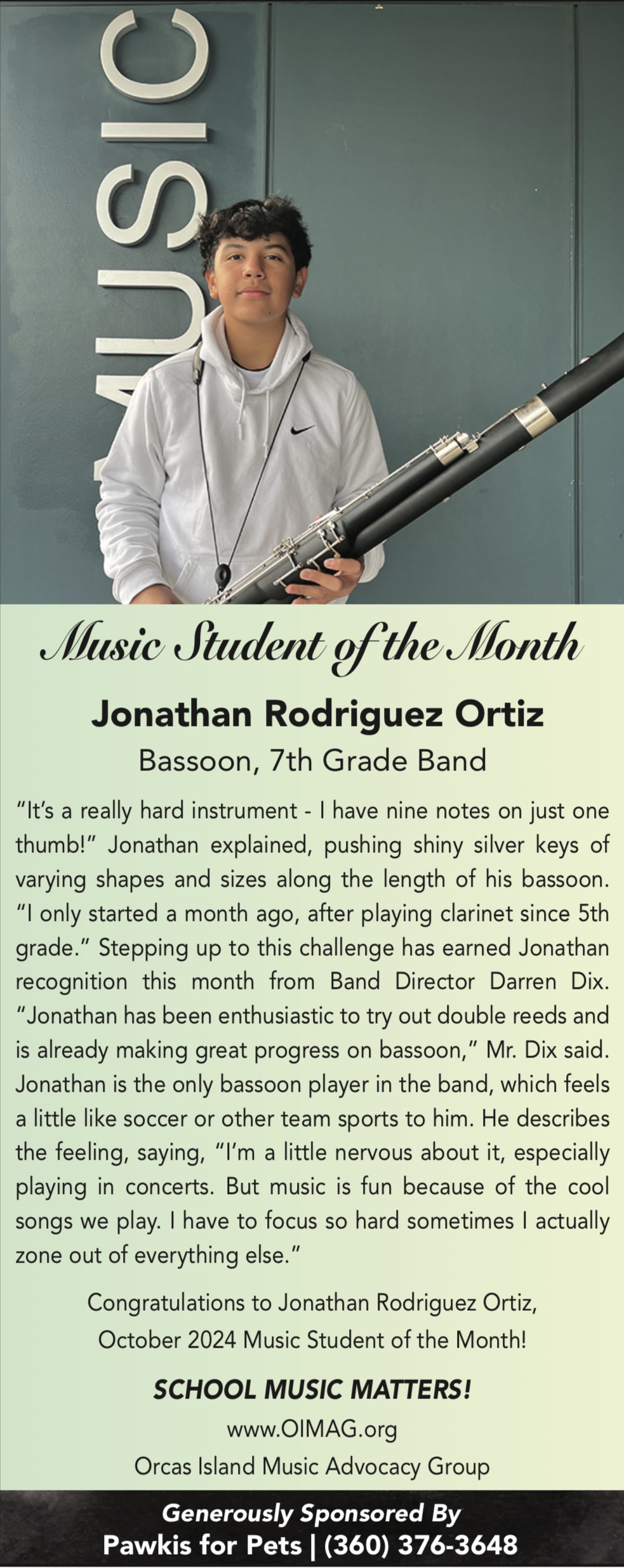 October 2024 Music Student of the Month – Jonathan Rodriguez Ortiz ...
