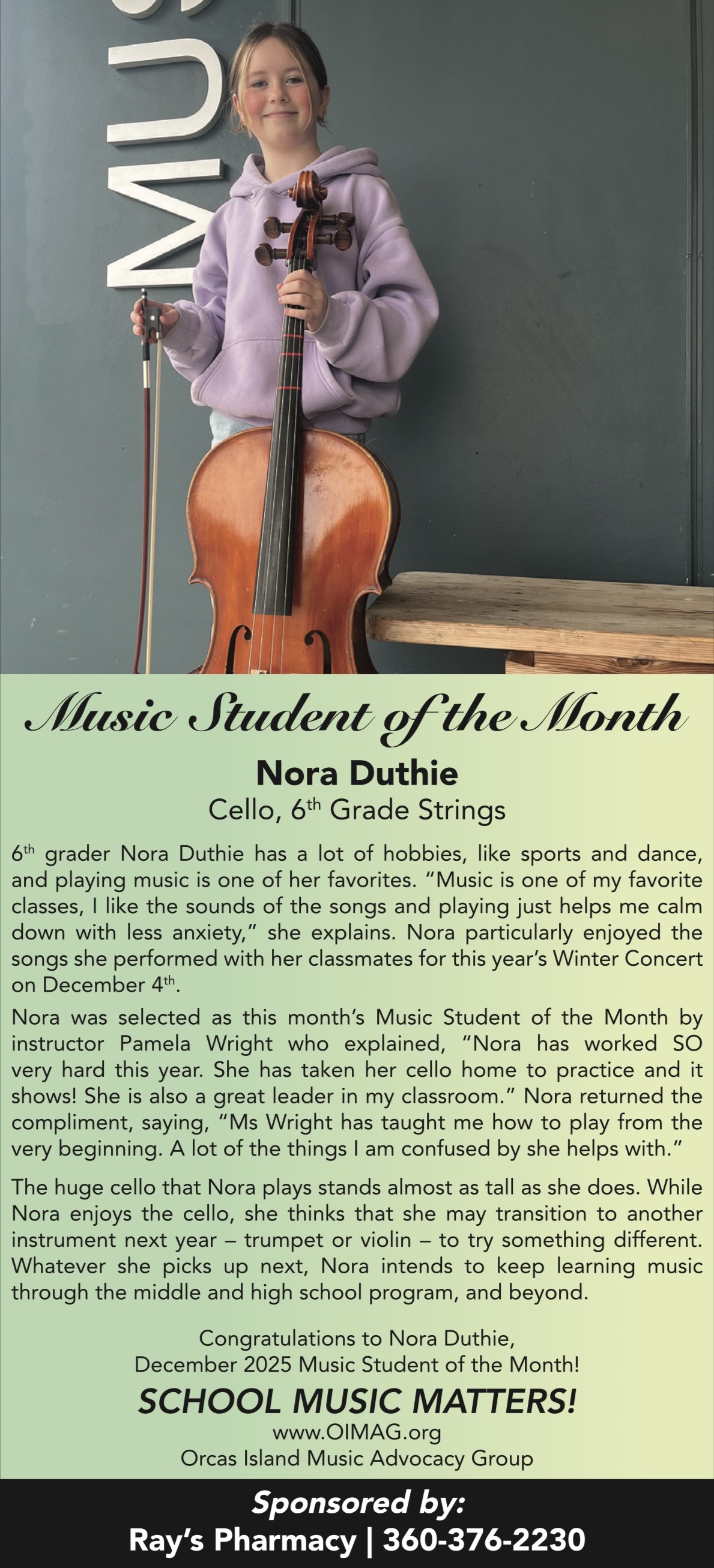 December 2025 Music Student of the Month – Nora Duthie – Music Advocacy ...